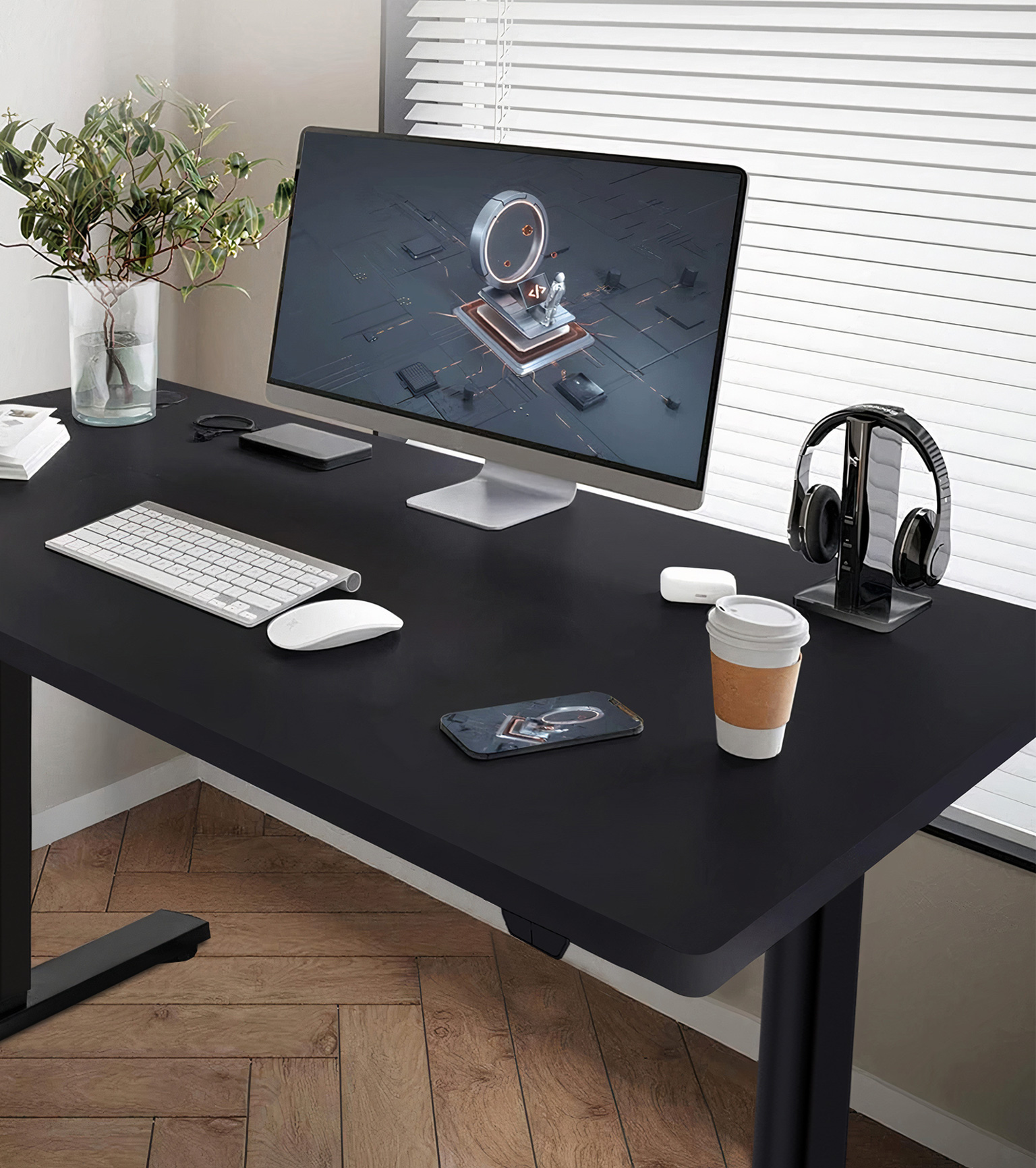 Стіл з електрорегулюванням висоти RZTK eDesk Basic Black 1000 х 600 мм ...