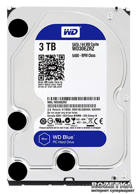 Жесткий диск Western Digital Blue 3TB 5400rpm 64MB WD30EZRZ 3.5 SATAIII ...