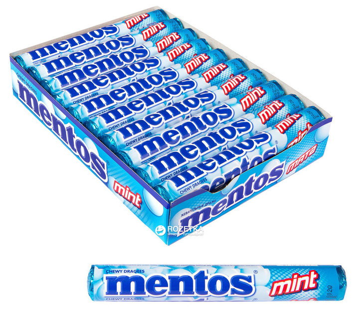 Упаковка жевательного драже Mentos Мята 20 шт x 37 г (87108019 ...
