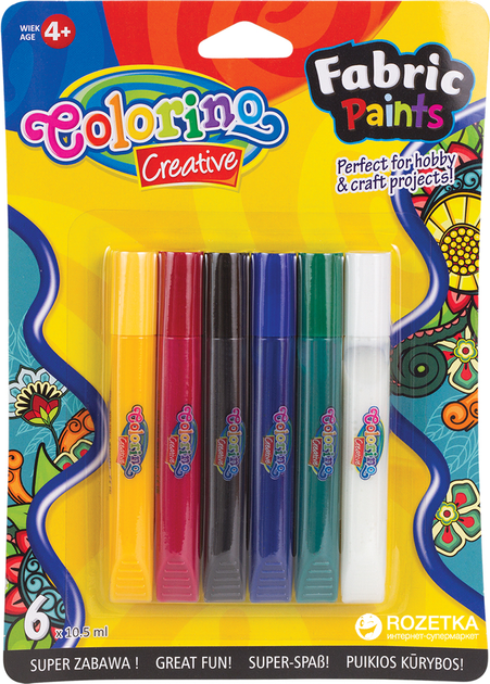 Краски Colorino для тканей 6 цветов 6 шт (68888PTR) (5907690868888 ...