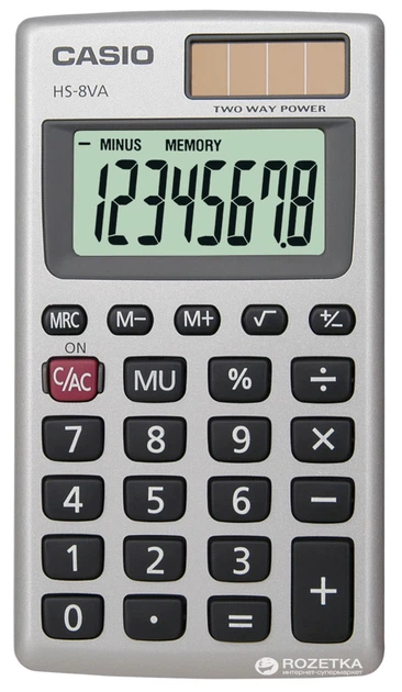 Калькулятор Casio 8 разрядный 57х102х6.9 (HS-8VA-S-EP) – фото, відгуки ...