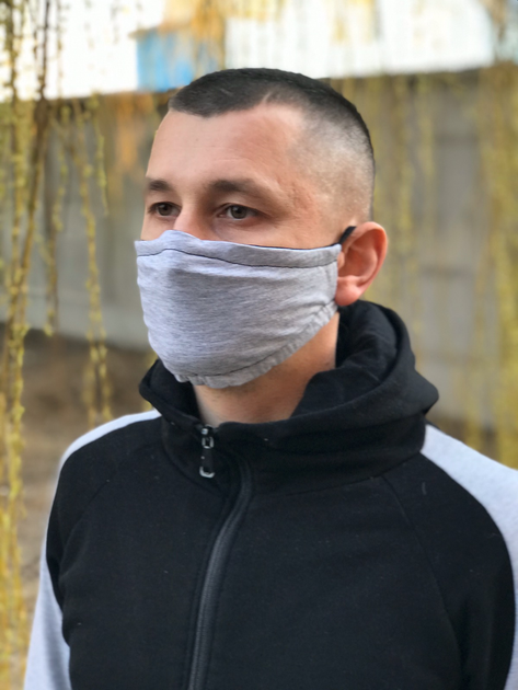 Захисна маска на обличчя 10 шт тканинна багаторазова PROTECTION_02 сіра ...