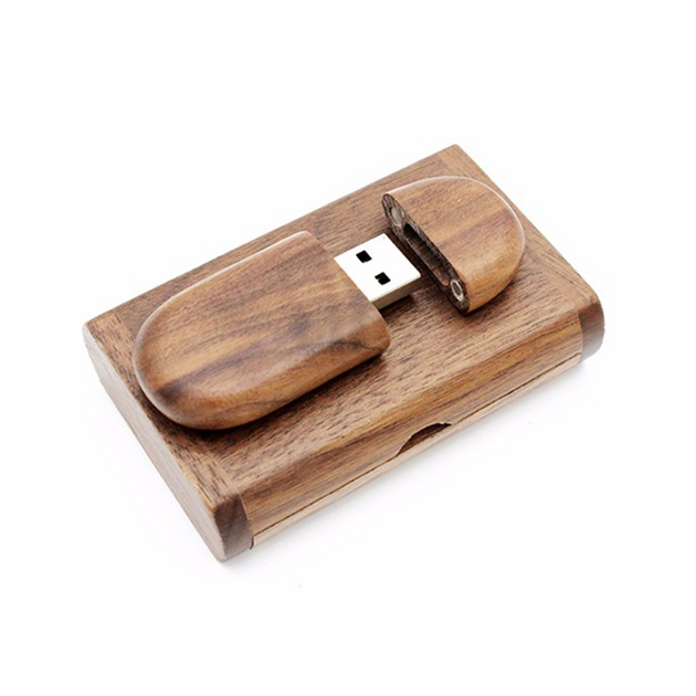 USB флешка Shandian овальная деревянная в коробке, орех 16GB – фото ...