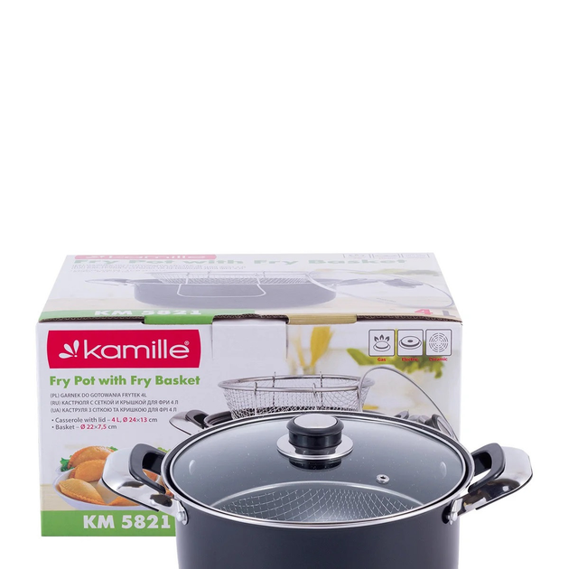 Кастрюля с сеткой для фритюра 4 л Kamille KM-5821 – фото, отзывы ...