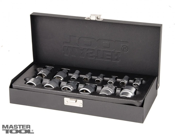 Набір насадок торцевих MasterTool GM CrV, E-TORX 14 шт (1/4"-4/5/6/7/8/10 1/2" - 10/11/12/14/16 ...
