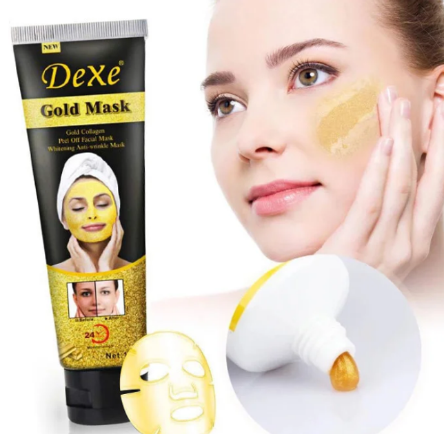 Золотая маска-плёнка с биозолотом и коллагеном для лица Dexe Gold Mask ...