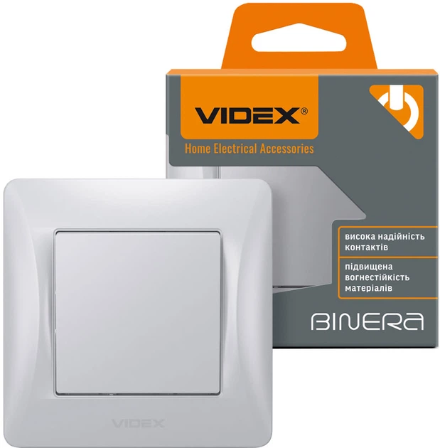 1-клавішний вимикач VIDEX Binera Сріблястий (VF-BNSW1-SS) – фото, відгуки, характеристики в ...