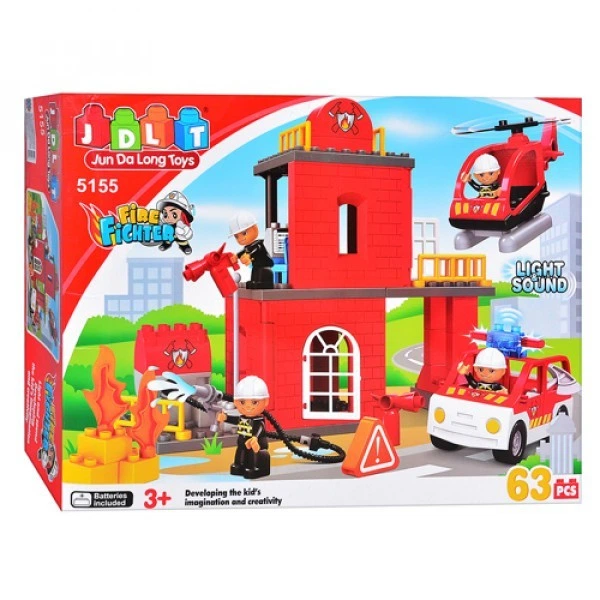 Конструктор Пожарная станция JDLT 5155 на 63 детали и 4 фигурки с функциями света и звука – фото ...