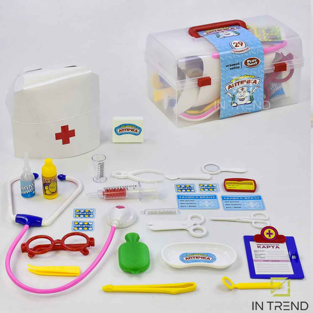 Детская аптечка чемоданчик Magic Doctor Прозрачный игровой набор врача ...