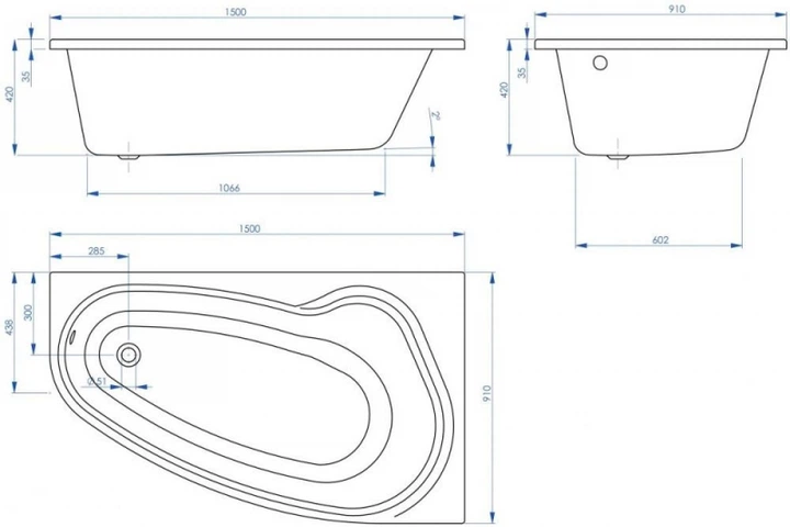 Ванна акриловая DEVIT AURORA 15090132R (150x90 правосторонняя) с ножками – фото, отзывы ...