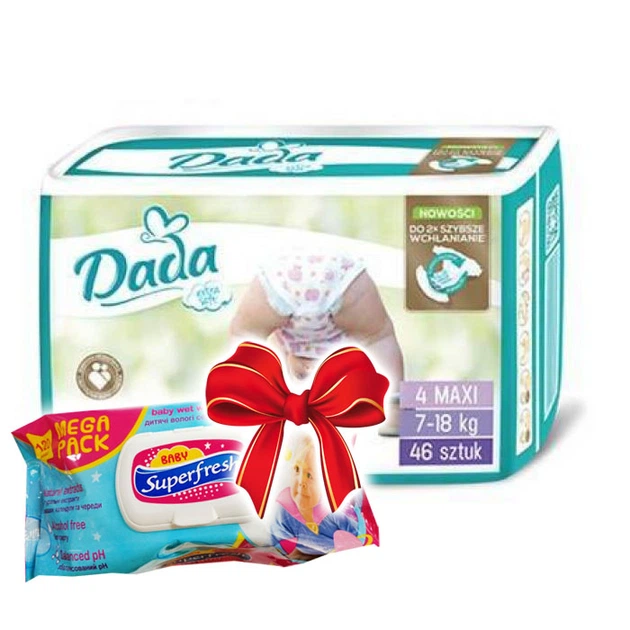 Подгузники Дада Dada Extra Soft 4 Maxi (7-18 кг), 46 шт + cалфетки ...