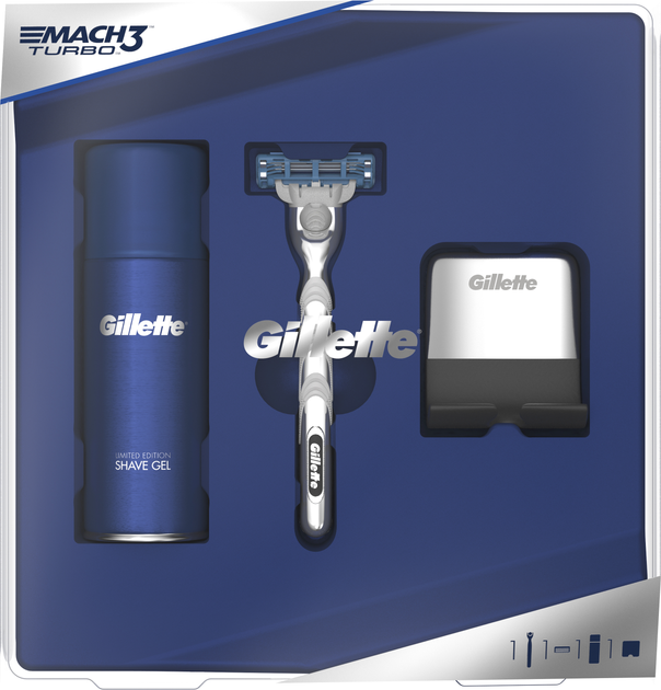 Подарочный набор Gillette Бритва Mach3 Turbo + Гель для бритья 75 мл ...