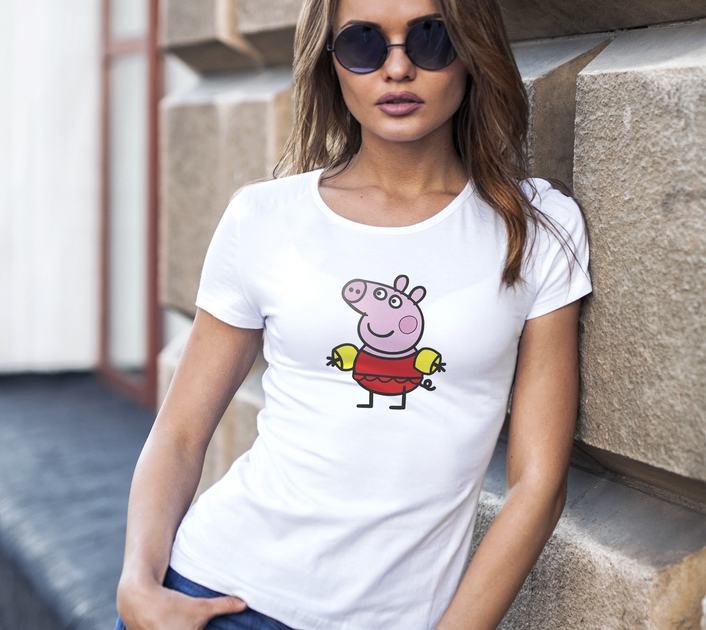 Футболка розмальовка для жінок "Свинка Пеппа" Peppa Pig" (+ фарби ...