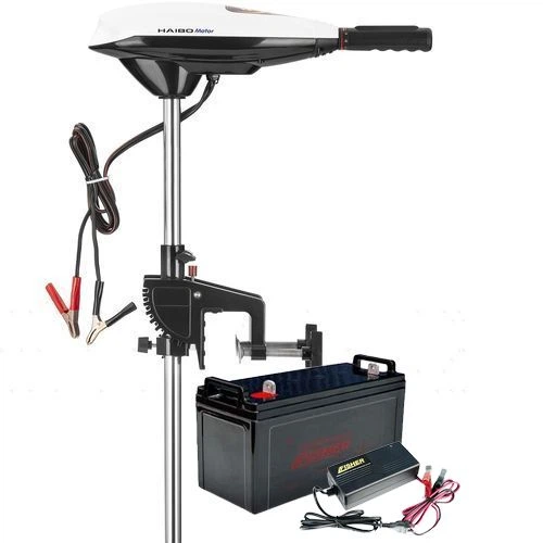 Электромотор для лодки Haibo ET-44lbs; 12V; AGM аккумулятор 12V; 100a/h ...