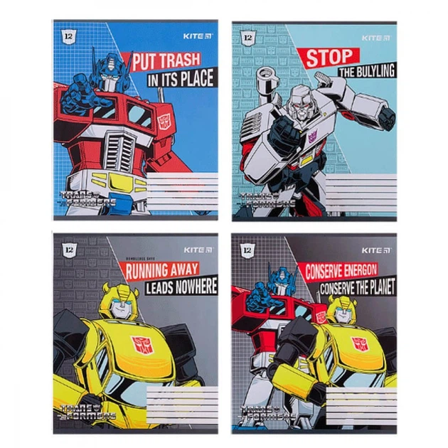 Зошит у клітку на 12 аркушів Transformers Kite TF21-232 Kite (TF21-232 ...