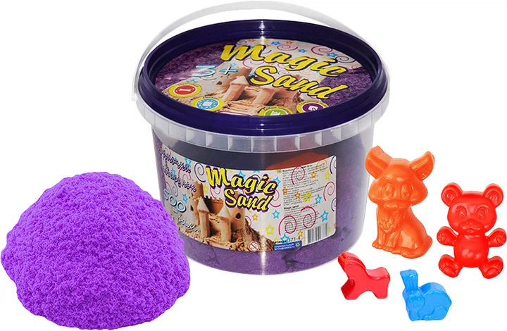Кінетичний пісок Strateg Magic sand Бузковий + 4 формочки 0.5 кг (371-4) (4820175997761 ...