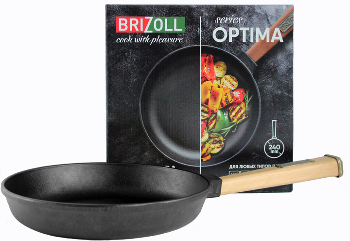 Сковорода Brizoll Optima чугунная с ручкой 240х40 мм (O2440-P) – купить ...