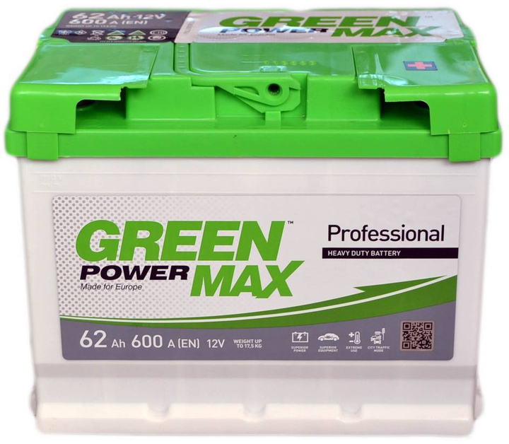 Автомобильный аккумулятор Green Power MAX 62 Ah (-/+) Euro (600EN ...
