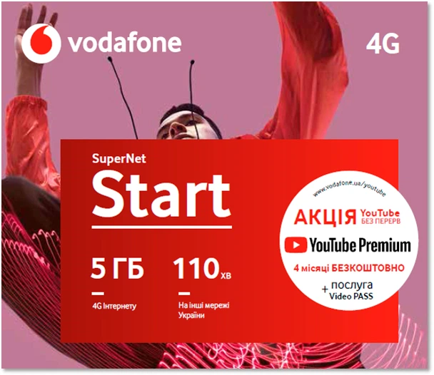 Новый стартовый пакет Vodafone SuperNet Start 110 грн./мес. сим карта для телефона – фото ...