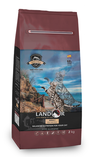 Сухий корм Landor (Ландор) для дорослих котів з рибою та рисом 2кг – в ...