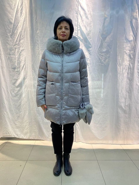 Элегантный зимний женский пуховик Mishele 22045NS Серебро р.54 – Брендовая одежда | ROZETKA