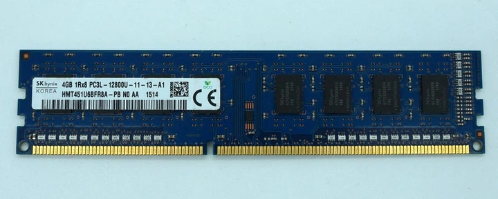 Модуль памяти SK hynix DIMM 4GB 1Rx8 PC3L-12800U-11-13-A1 DDR3L 1600Mhz (HMT451U6BFR8A-PB N0 AA ...