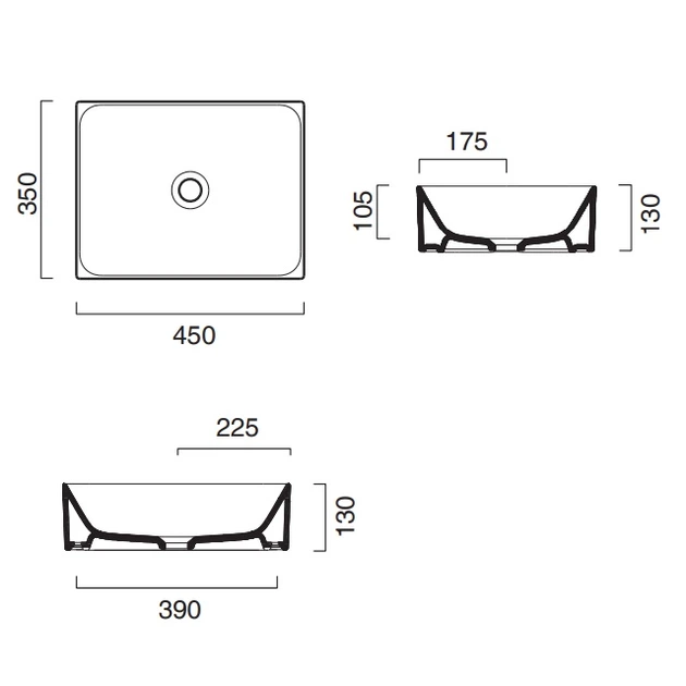 Раковина накладная на столешницу Catalano Zero 45 х 35 см (14535ZE00 ...