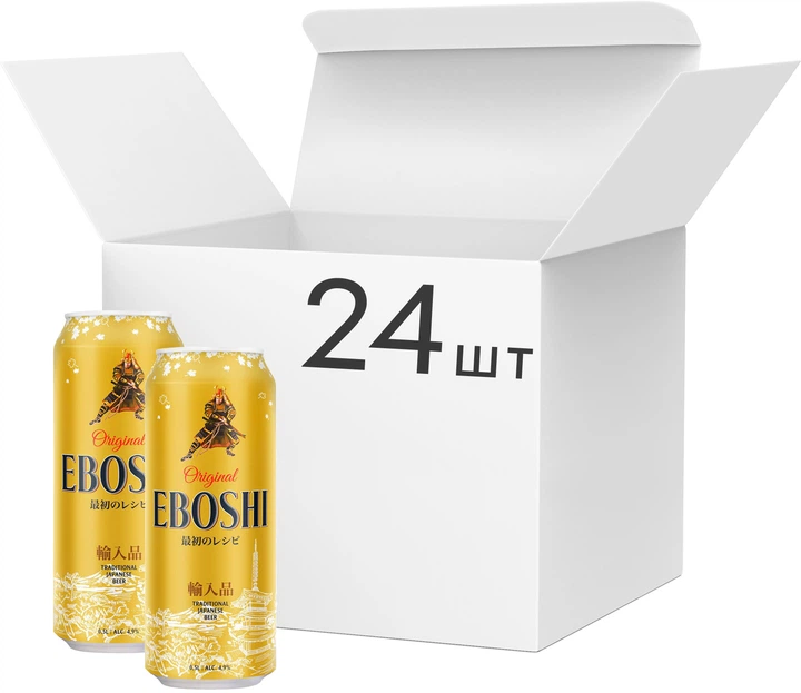 Упаковка пива Eboshi Original светлое фильтрованное пастеризованное 4.9% 0.5 л х 24 шт ...
