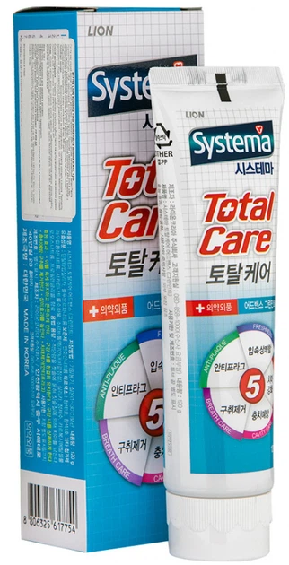 Зубная паста Lion Korea Systema Total Toothpaste с экстрактом зеленой мяты 120 г (8806325617754 ...