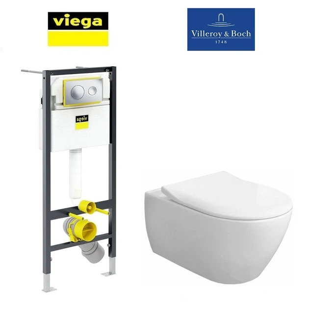 Инсталляция Viega Prevista Dry кнопка Style 20 с унитазом Villeroy&Boch ...