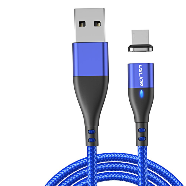 Магнитный Кабель microUSB - USB (2m) USLION US0159M Blue Провод для ...
