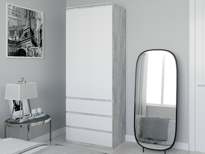 Шкаф со штангой для одежды Moreli T-211 2110x800x500 Бетон-Белый – фото ...