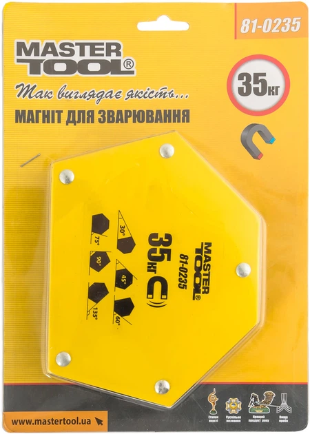 Магнит Mastertool для сварки 35 кг 30°/45°/60°/75°/90°/135° 145х110 мм (81-0235) – фото, отзывы ...