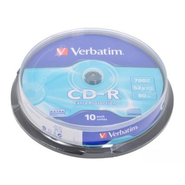 Диск CD Verbatim CD-R 700Mb 52x Cake box 10шт Extra (43437) – фото ...