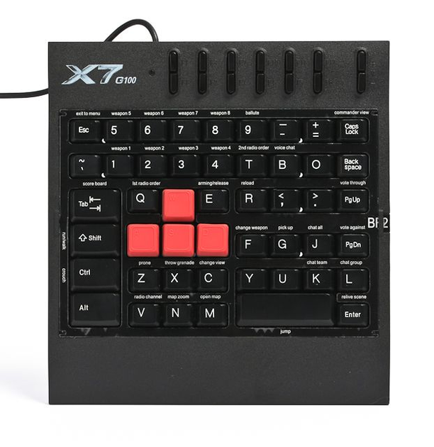 Клавиатура A4Tech X7-G100 USB (мини, игровая, 4 сменных клавиш ...