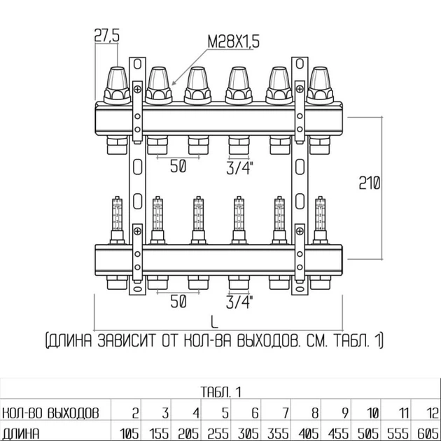 Колектор Icma 1" 9 виходів, з витратоміром №K013 – фото, відгуки ...