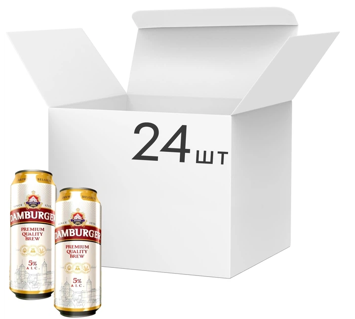 Упаковка пива Damburger Premium светлое фильтрованное 5% 0.5 л x 24 шт ...