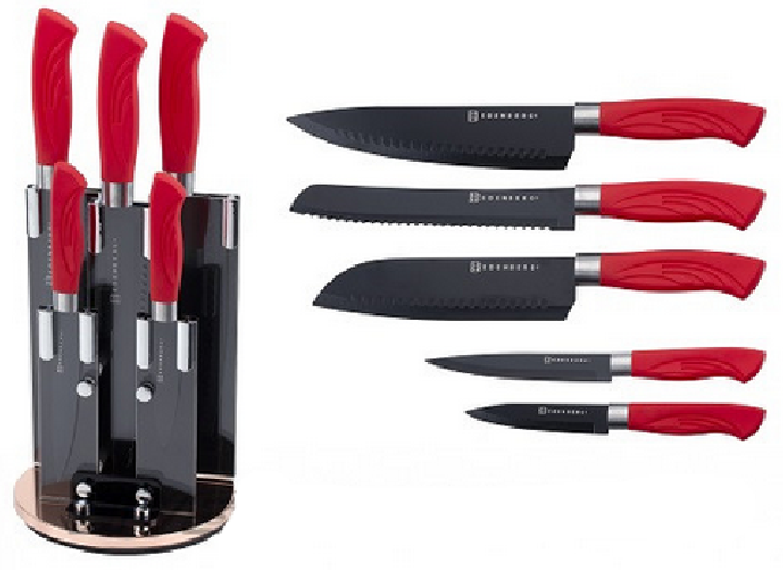 Набор ножей Edenberg 6 предметов с подставкой Red (EB-11006) – купить ...