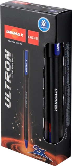Набор шариковых ручек Unimax Ultron 2X 3000 метров Синий 0.7 мм корпус ...