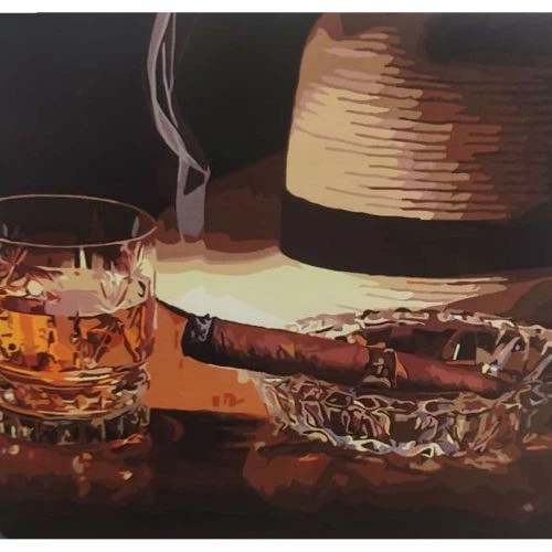Картина за номерами Капелюх та віскі (складність 4) (0029) 40x50 – фото ...