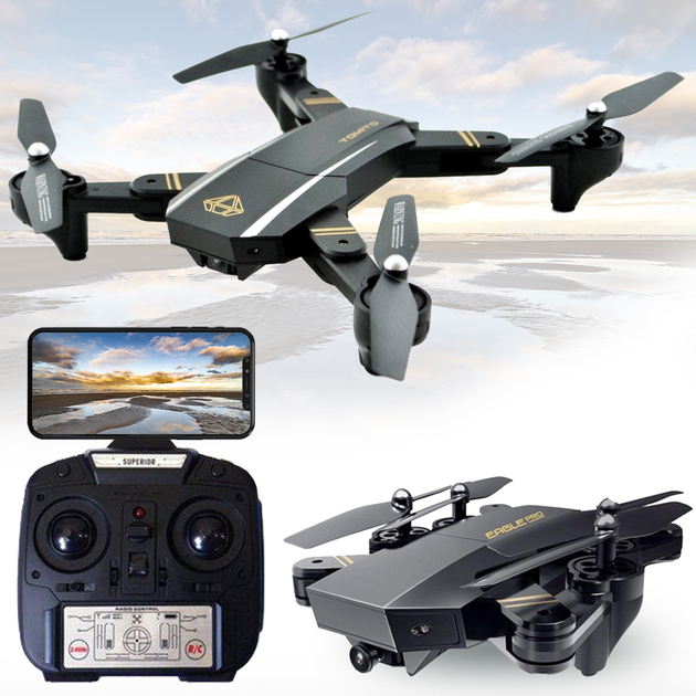 Квадрокоптер на радиоуправлении Phantom D5HW Pro Чёрный дрон с камерой ...