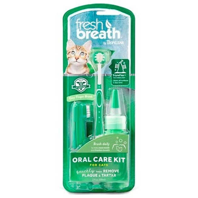 Набор TropiClean Fresh Breath Oral Care Kit for Cat для чистки зубов ...