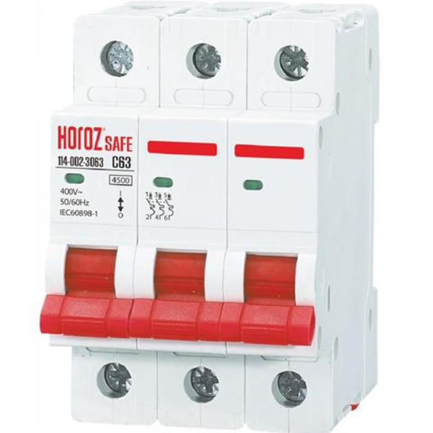 Автомат трехполюсный 63A Safe Horoz Electric 114-002-3063-010 – фото ...