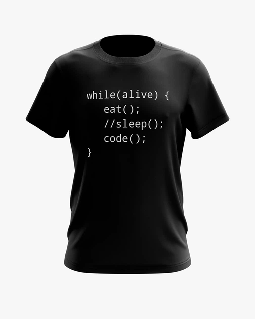 Футболка чоловіча з принтом While alive eat sleep code чорний M (TS-01 ...