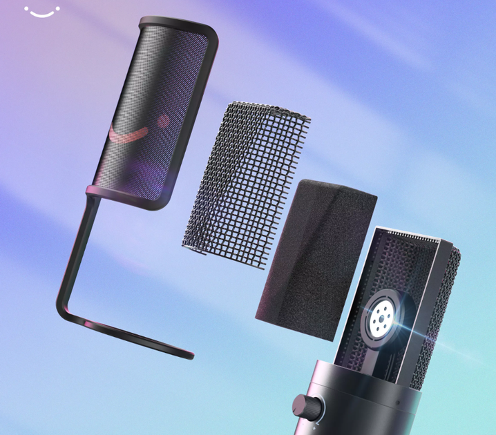 Професійний студійний конденсаторний мікрофон Fifine K669 Pro3 RGB Gaming з поп-фільтром Shock ...