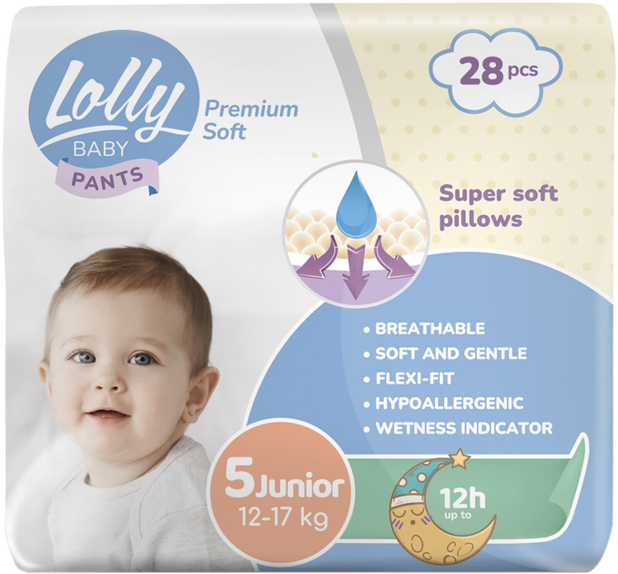 Подгузники-трусики детские Lolly Premium Soft Junior 5 12-17 кг 28 шт ...