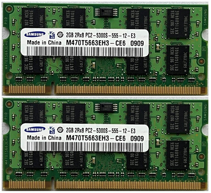 Оперативная память Samsung Sodimm 4gb 2 2gb Ddr2 667mhz Pc2 5300 Cl5