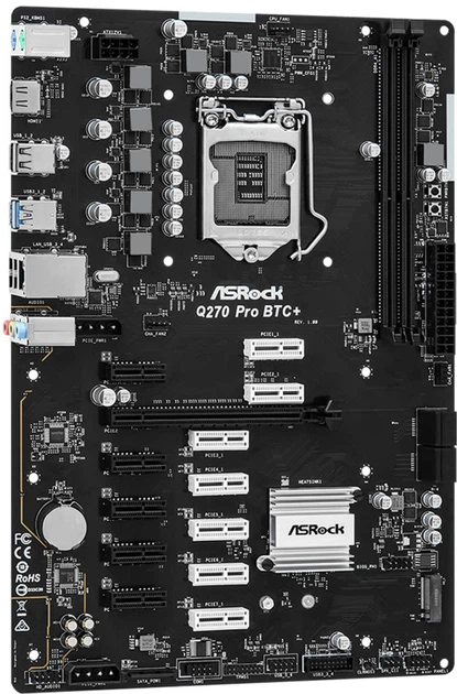 Материнская плата ASRock Q270 PRO BTC+ (s1151, Intel Q270, PCI-Ex16 ...
