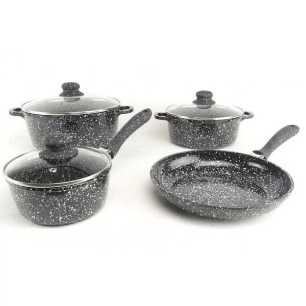 Набір каструль з кришками + сковорода 7 предметів A-PLUS з мармуровим покриттям (D-2019091161 ...