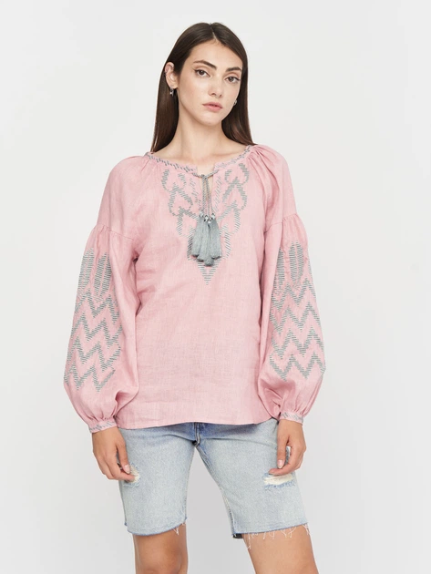 Вишиванка жіноча з візерунком Narodnyy Butik Геометрична гладь 1021 1 48 Рожева Nb2000000245218